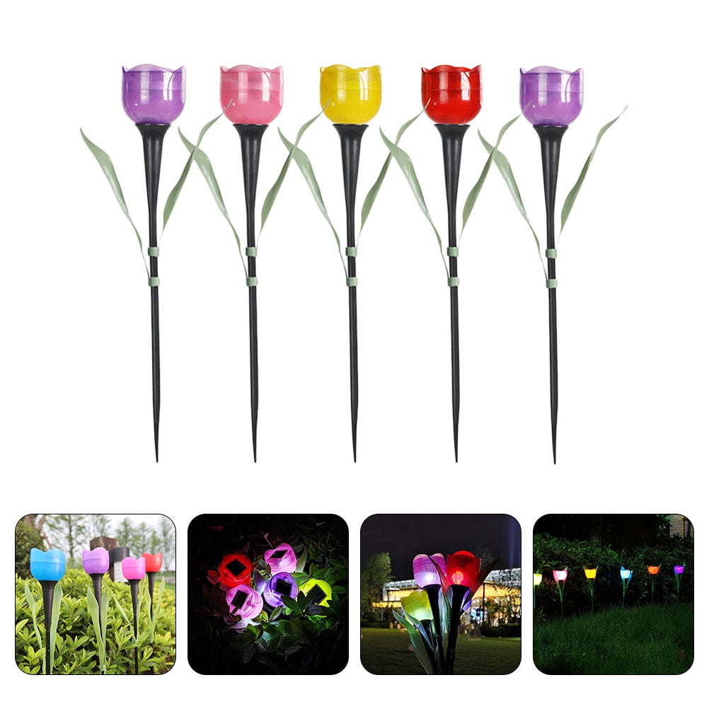 OUNONA Tulip Design Solar Light for Decor Assorted Friendly and ...