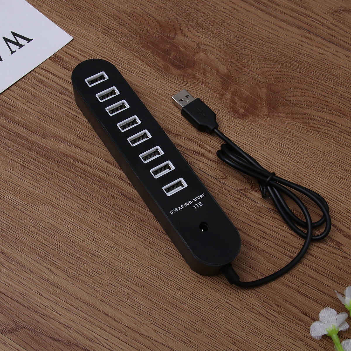 OUNONA USB 2.0 8-Port Hub for Data Transfer Black Plastic Compact ...