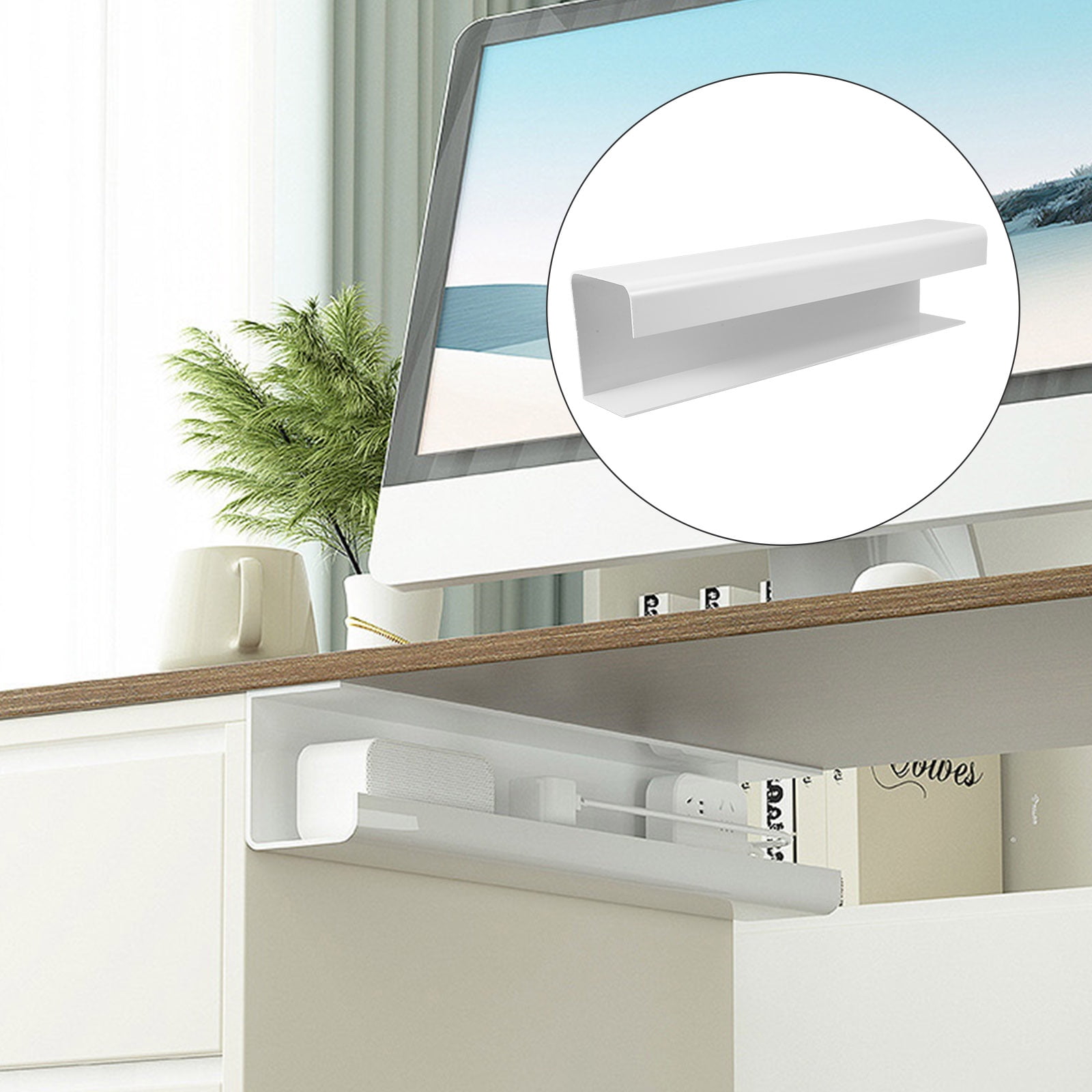 OUNONA Under Table Cable Management Tray Under Table Cable Organizer ...