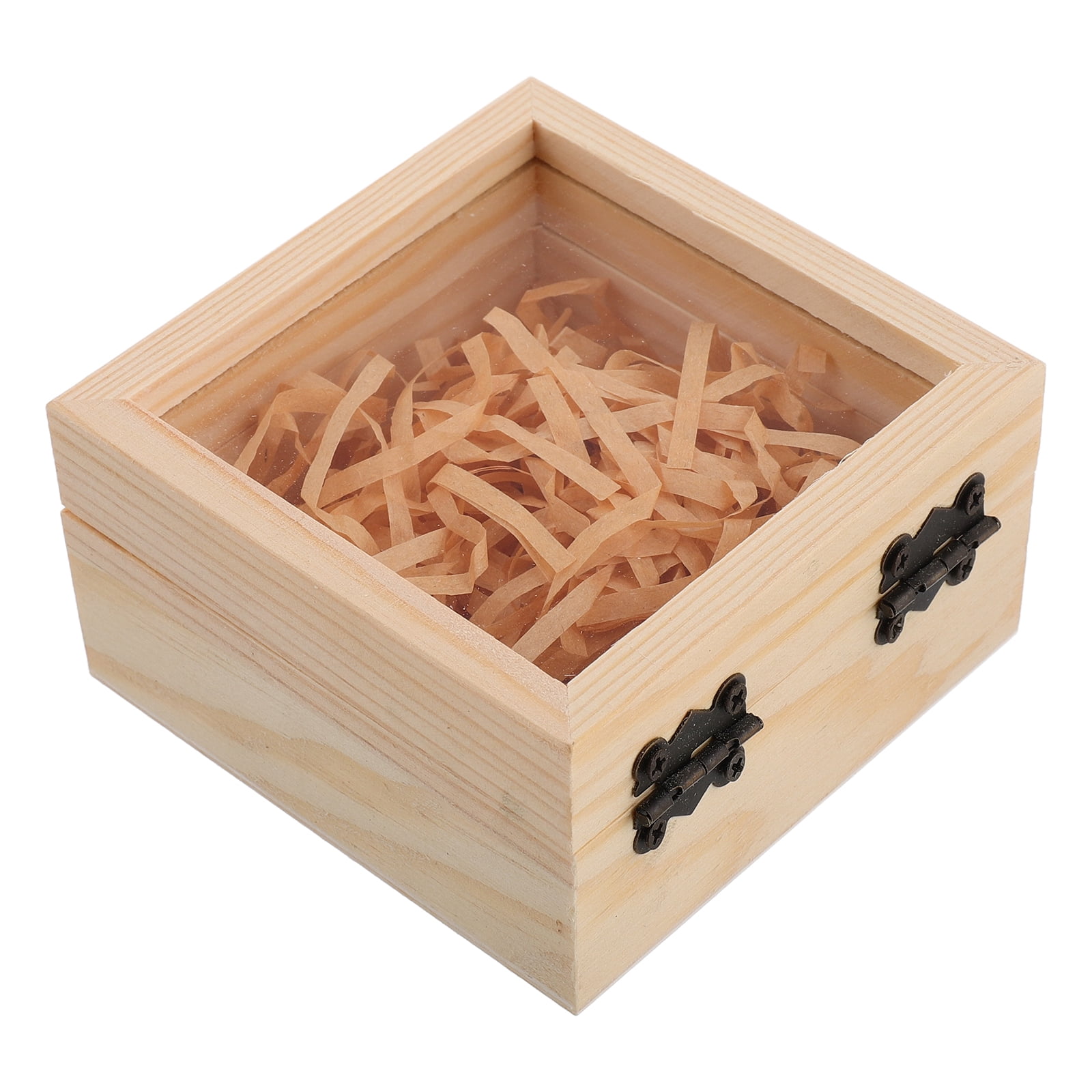 OUNONA Unfinished Wood Box Crafts Wooden Box With Shredded Paper Wooden ...
