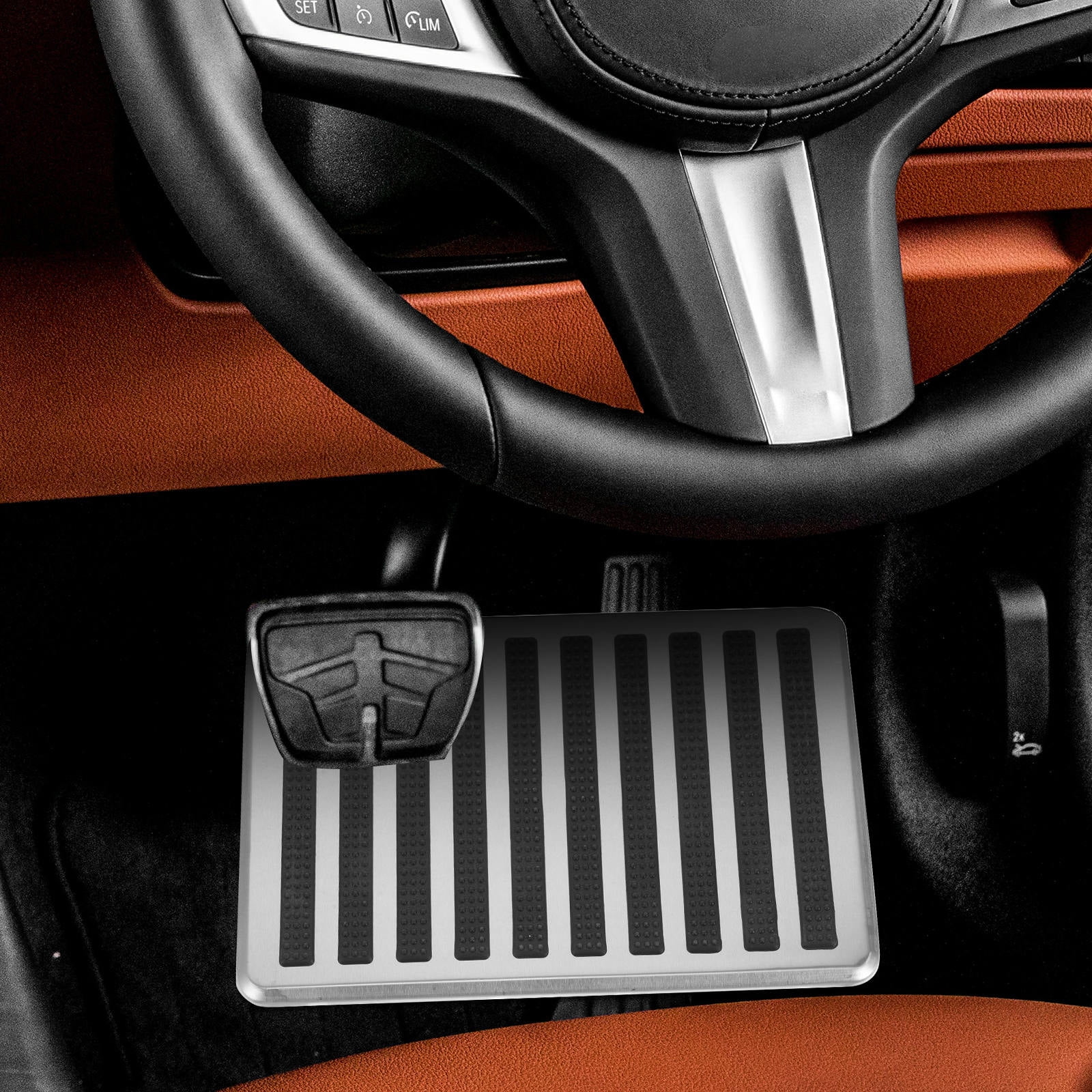 OUNONA Universal Stainless Steel Heel Pedal Mat Anti Slip Car Vehicles ...