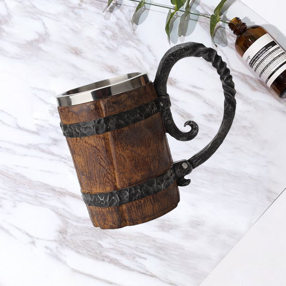 OUNONA Barrel Shaped Mug for Drinking with Stainless Steel Insert and ...