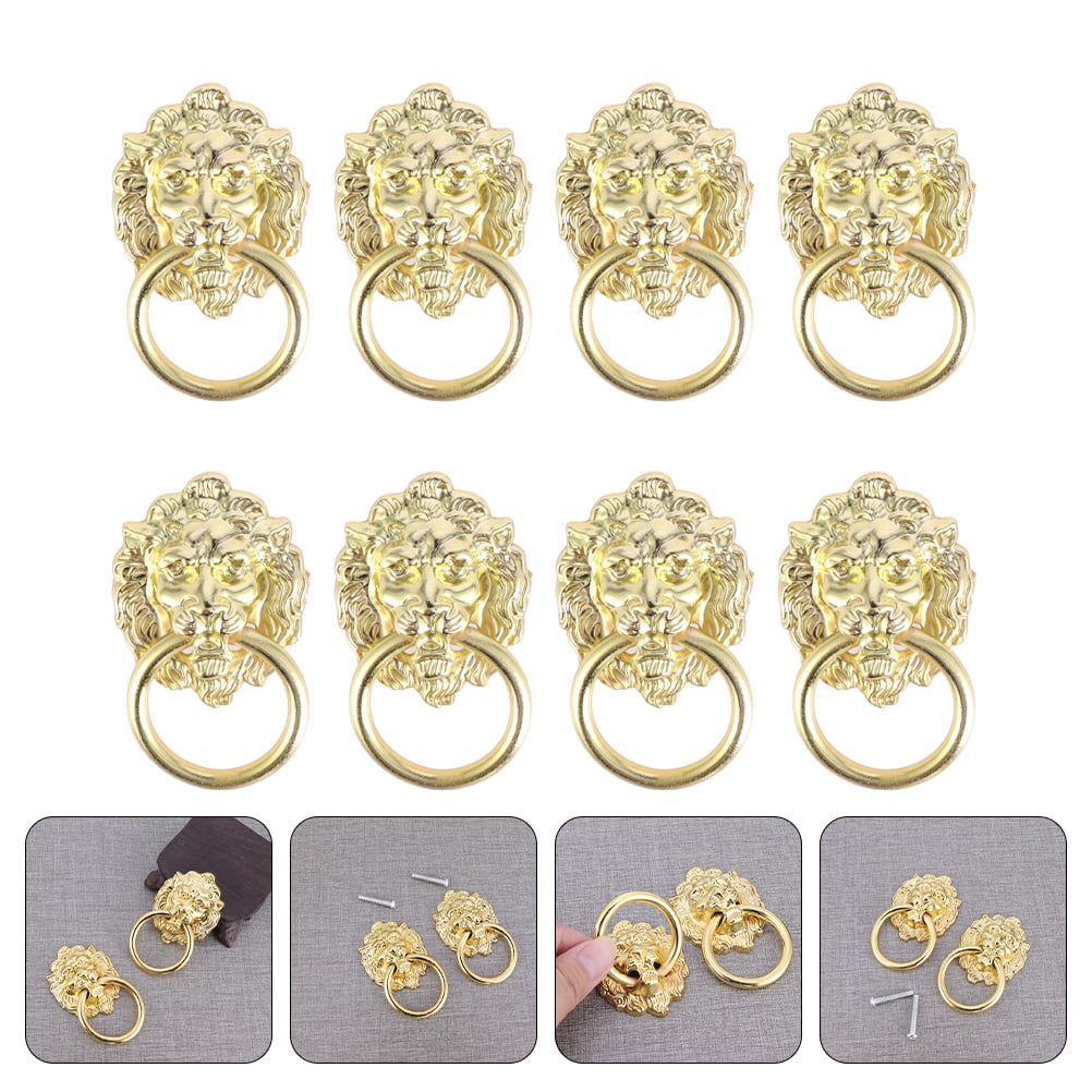 OUNONA Vintage Lion Head Design Door Pull Handle for Cabinets Wardrobes ...