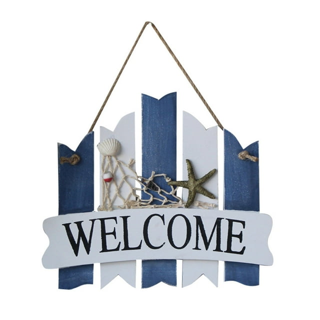 OUNONA Decorative Ocean Starfish Wooden Welcome Sign, Mediterranean ...