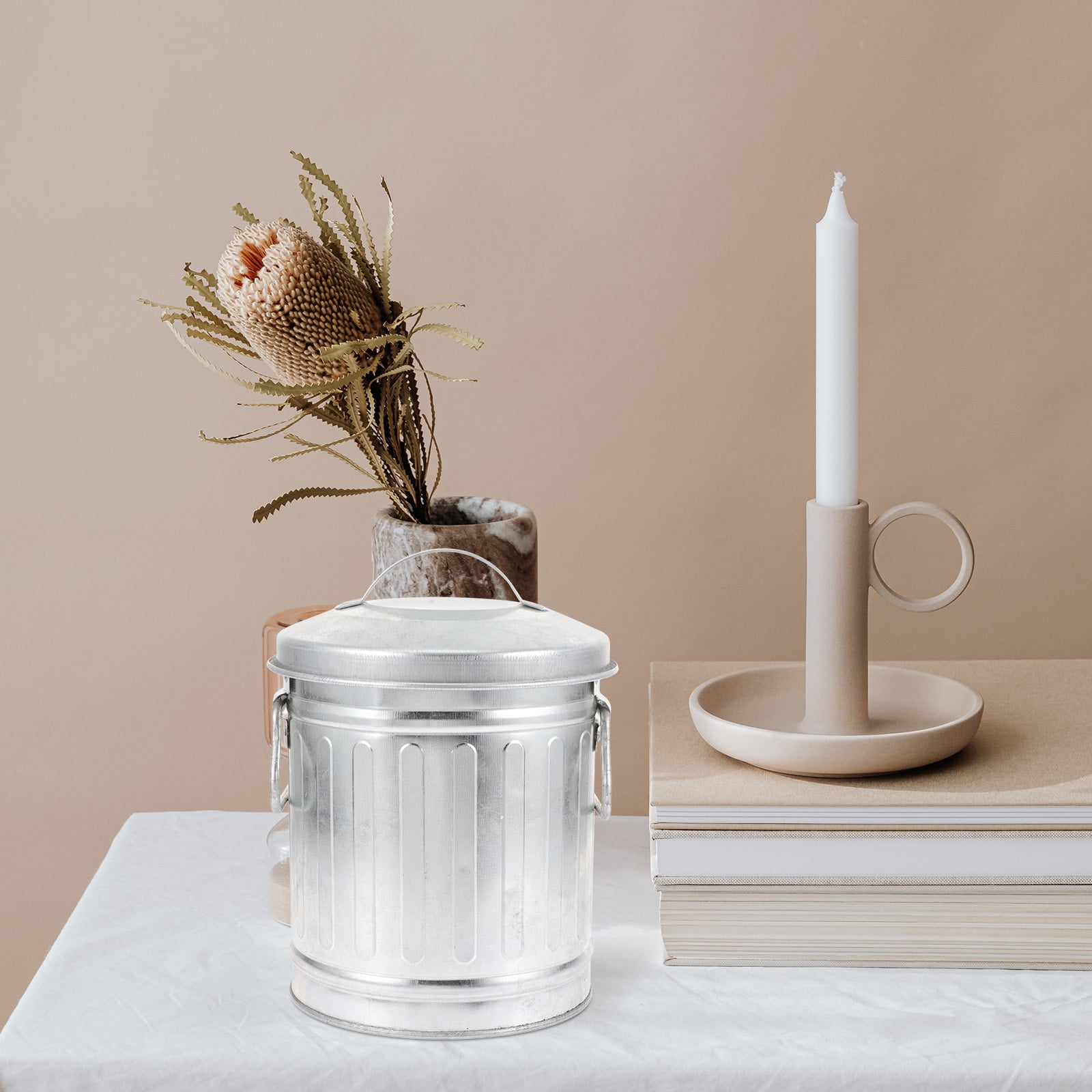OUNONA Wastebaskets Shape Stationery Storage Bucket Safe Decorative ...