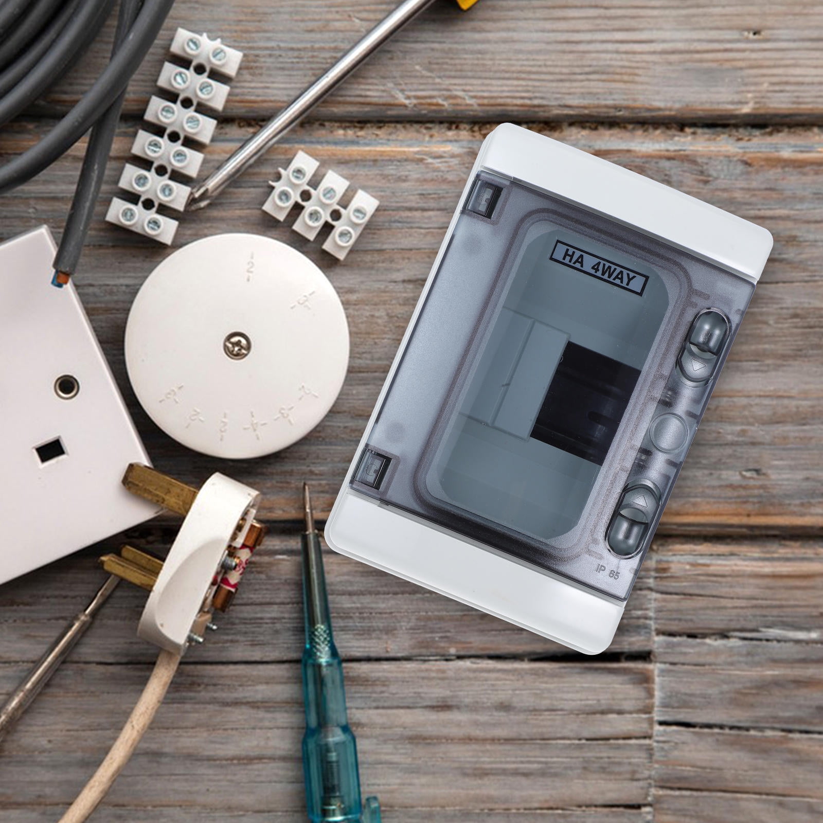 OUNONA Waterproof Electrical Box 4 Way Distribution Protection Box With ...