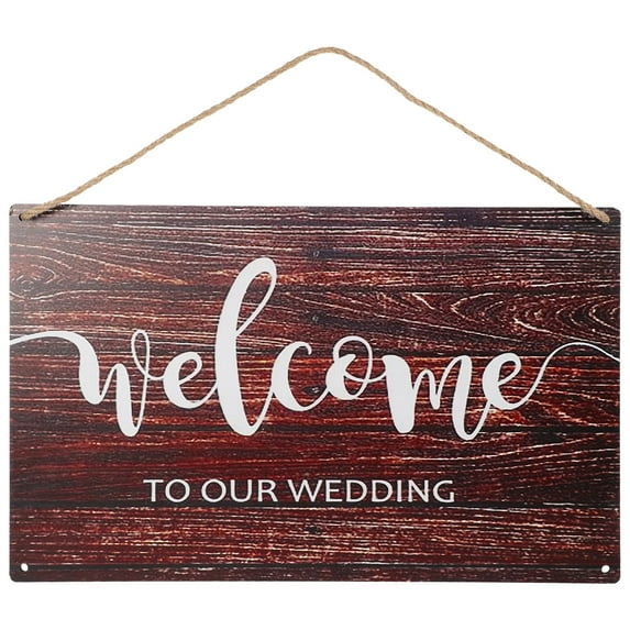OUNONA 1Set Brown Wooden Welcome Sign for Wedding Ceremony Decoration ...
