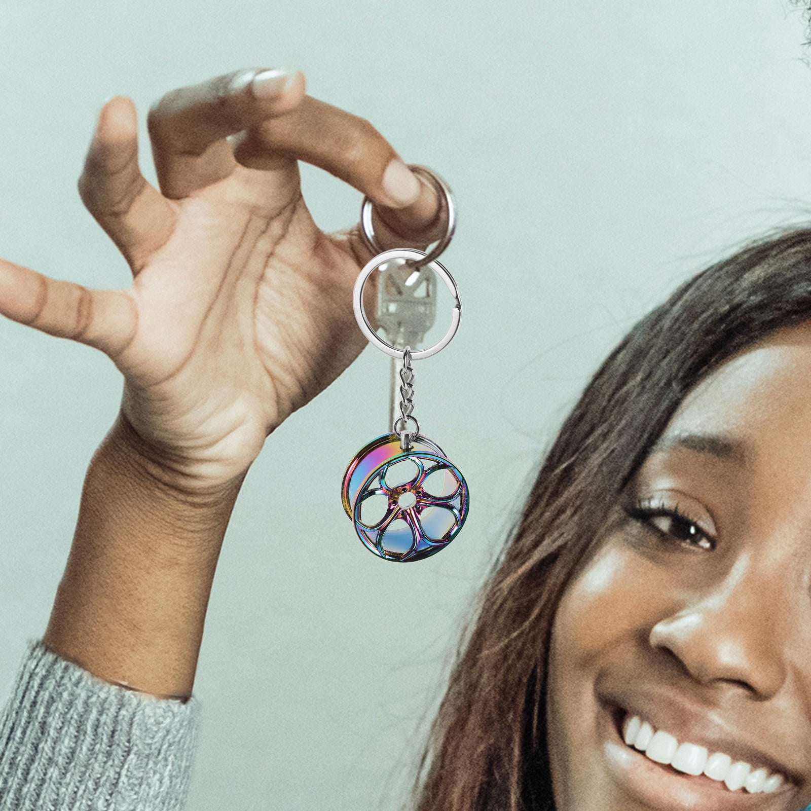 OUNONA Wheel Hub Key Rings Mini Hub Keychain Wheel Tire Rim Keyrings ...