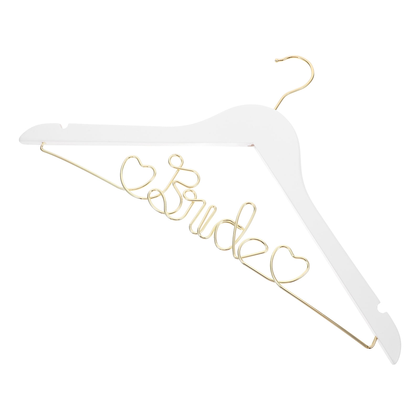 OUNONA White Iron and Wood Bridal Hanger for Wedding Dresses with ...