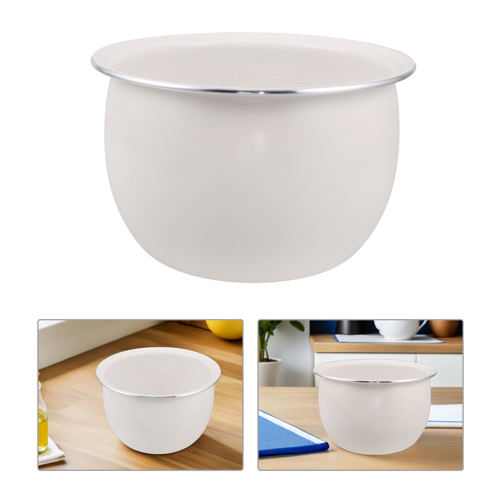 OUNONA White Nonstick Cooker Insert with Hemispherical Design for ...