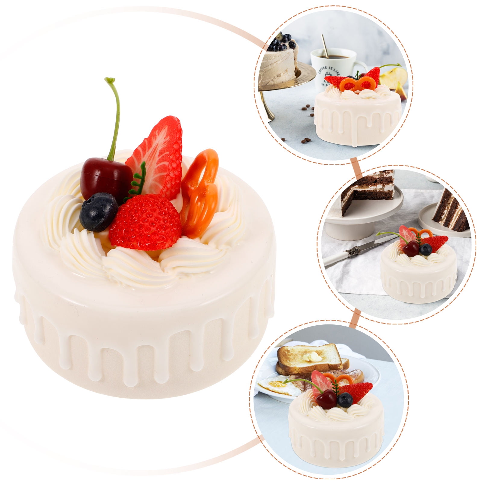 OUNONA White PVC Simulation Cake for Decoration with Lifelike Design ...