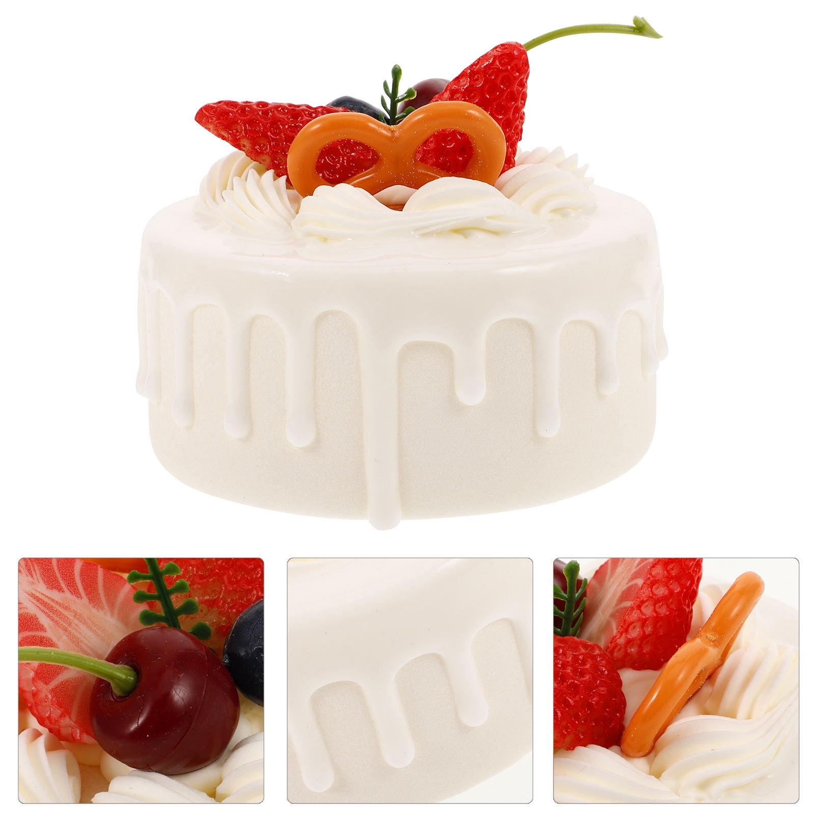 OUNONA White PVC Simulation Dessert Cake Models for Decoration Pretty ...