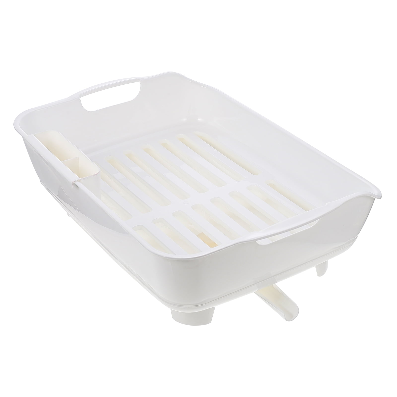 OUNONA White Plastic Dish Drying Rack for Kitchen Storage with ...