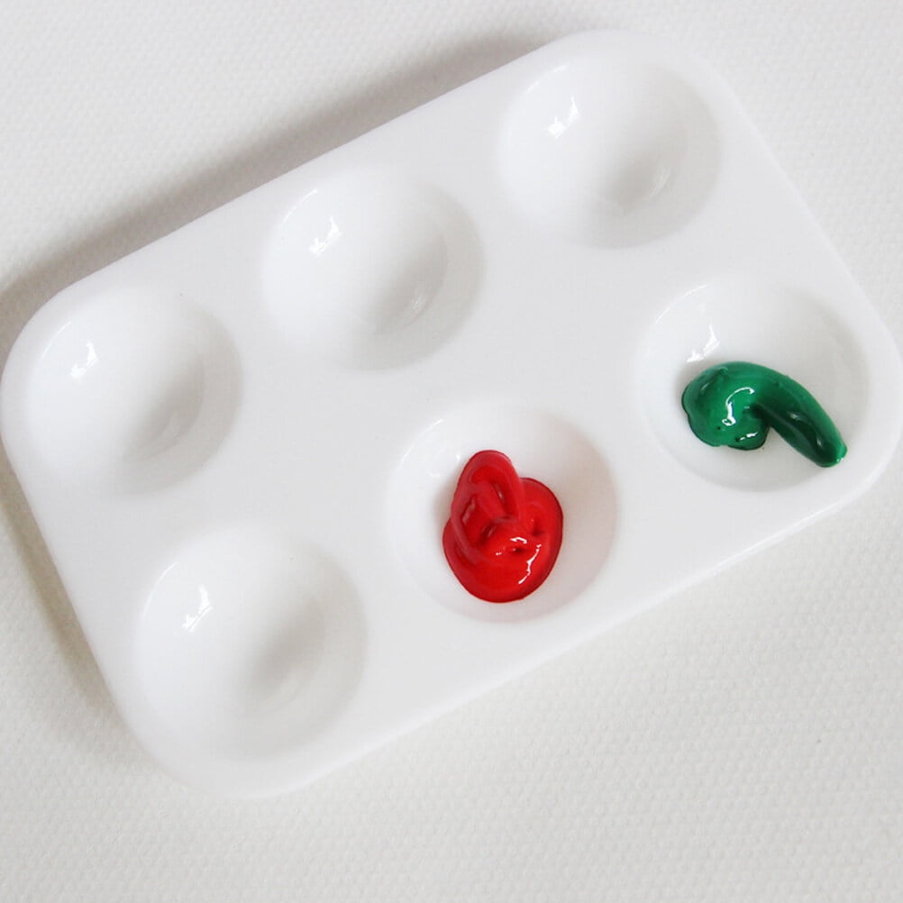 OUNONA White Plastic Painting Palettes with 6 Plates for Drawing Use ...