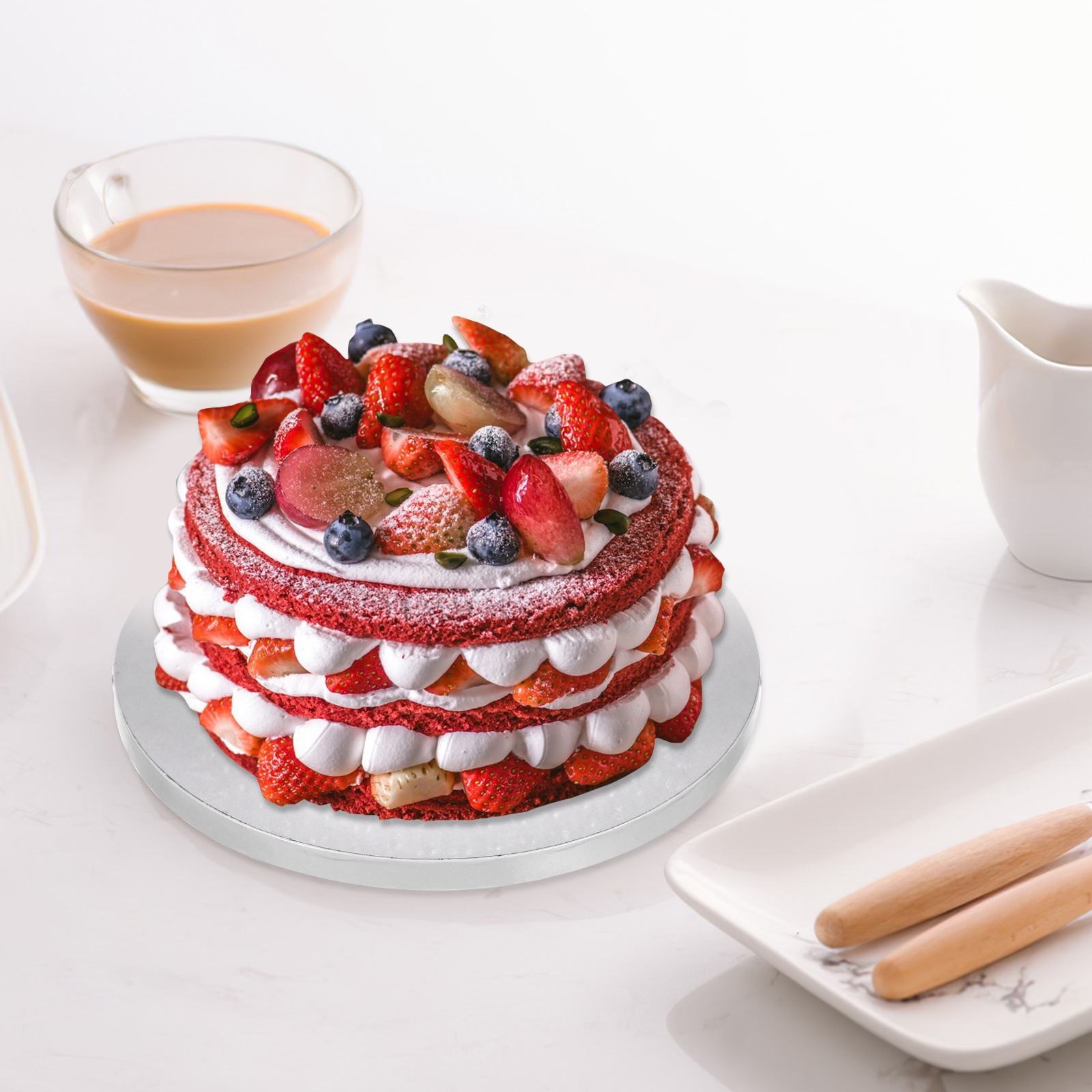 OUNONA White Round Cake Drums with Sturdy Corrugated Paper Construction ...