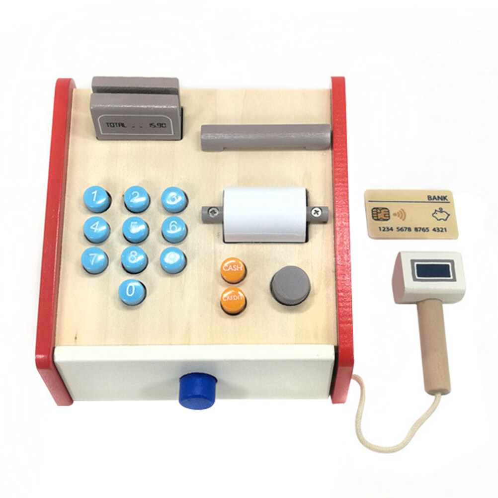OUNONA White Simulation Cash Register Toy for Kids Playing Encourages ...