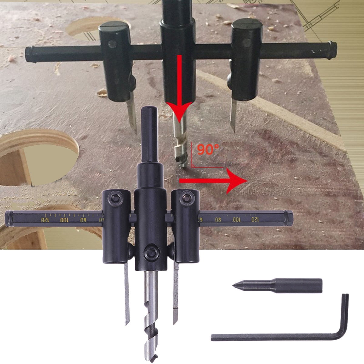 OUNONA Wood Circle Hole Drill Bit Set Hole Opener Adjustable Aircraft ...
