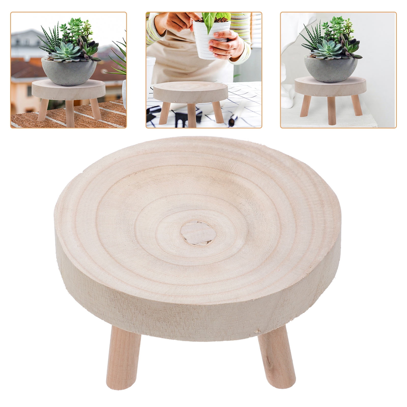OUNONA Wood Plant Stand Stool Wood Plant Riser Stands Decorative ...