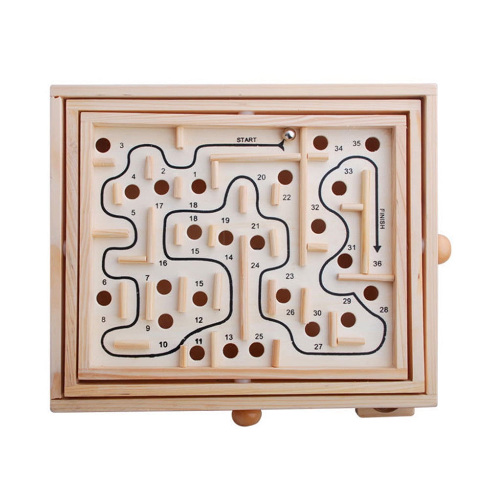 OUNONA Wooden Bead Maze Puzzle Maze Game Toy for Kids Educational Toy ...