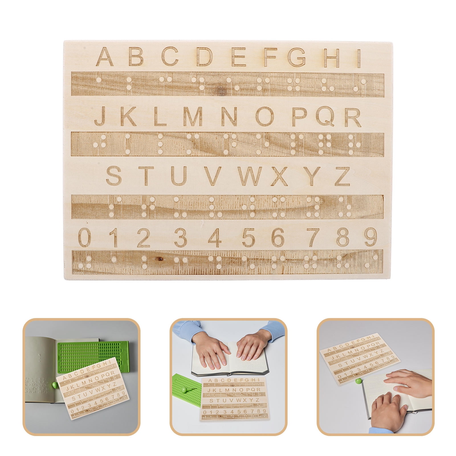 OUNONA Wooden Braille Board for Beginners Essential Tactile Learning ...