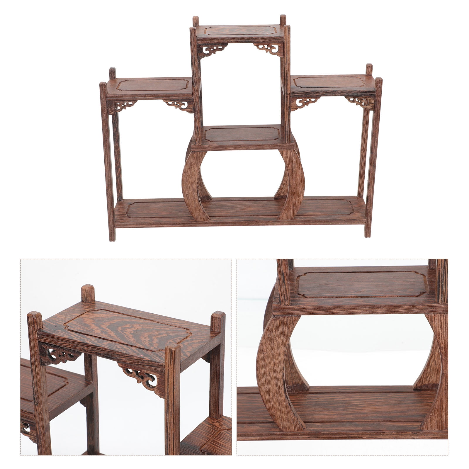 OUNONA Wooden Carving Antique Display Rack Curio Display Stand Antique ...