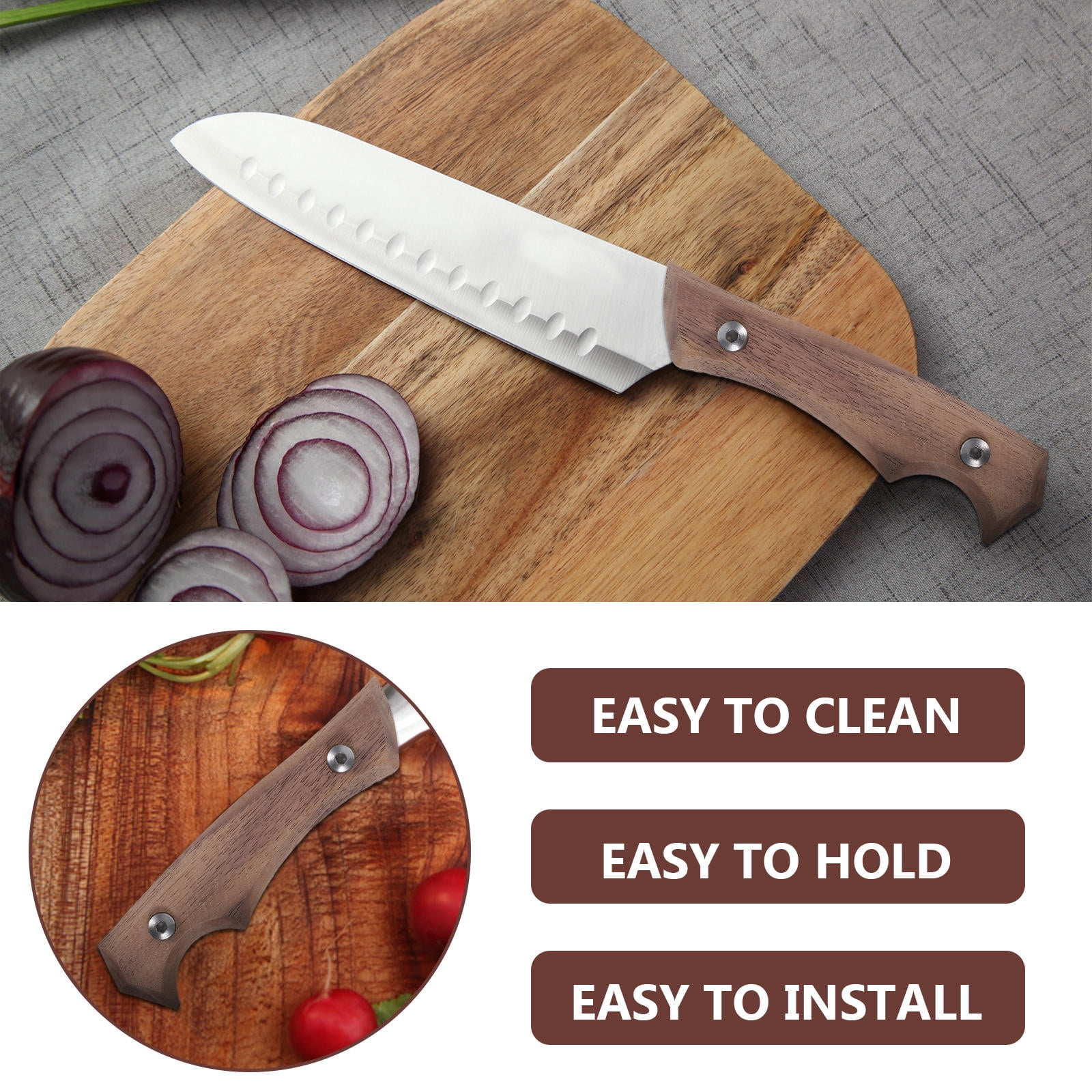 OUNONA Wooden Knife Handle Replacement for Home Use Beige Long Lasting ...