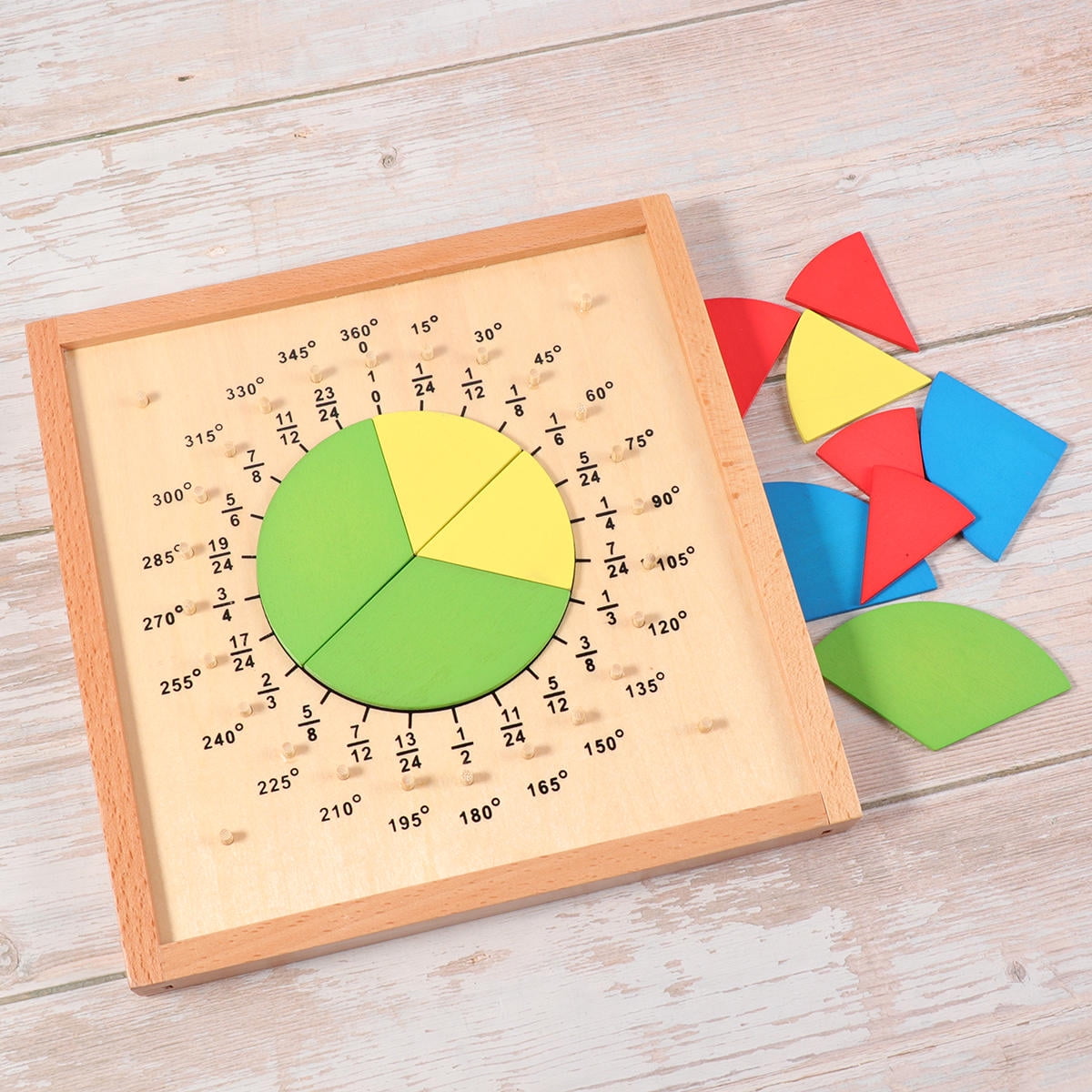 OUNONA Wooden Mathematics Fraction Division Teaching Aids Board Child ...