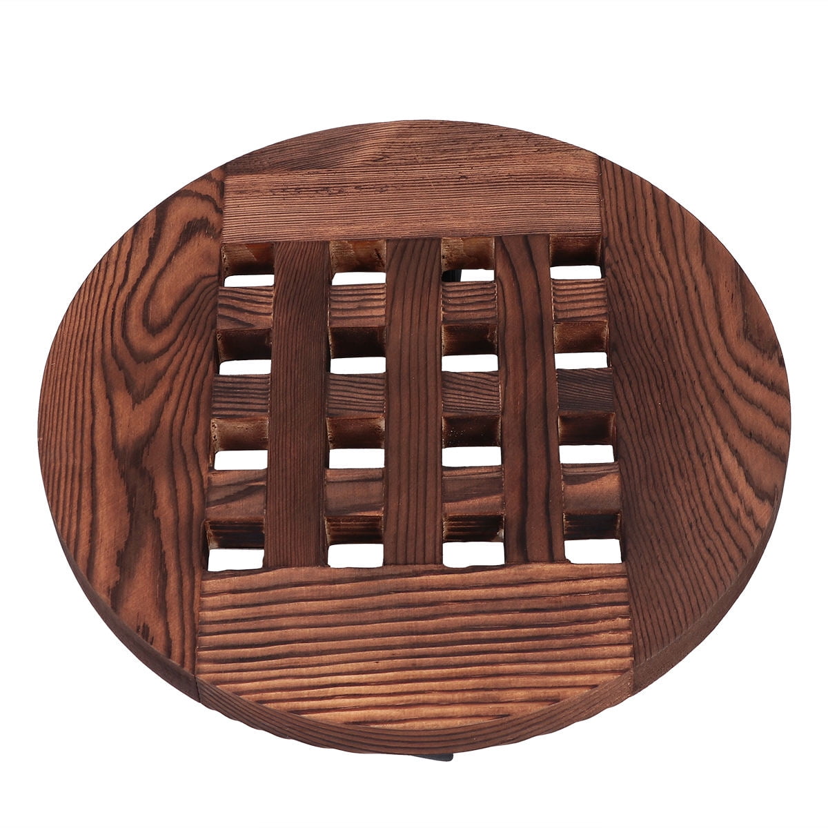 OUNONA Wooden Mobile Torus Pots Stands Table Plant Shelf Indoor Brown ...