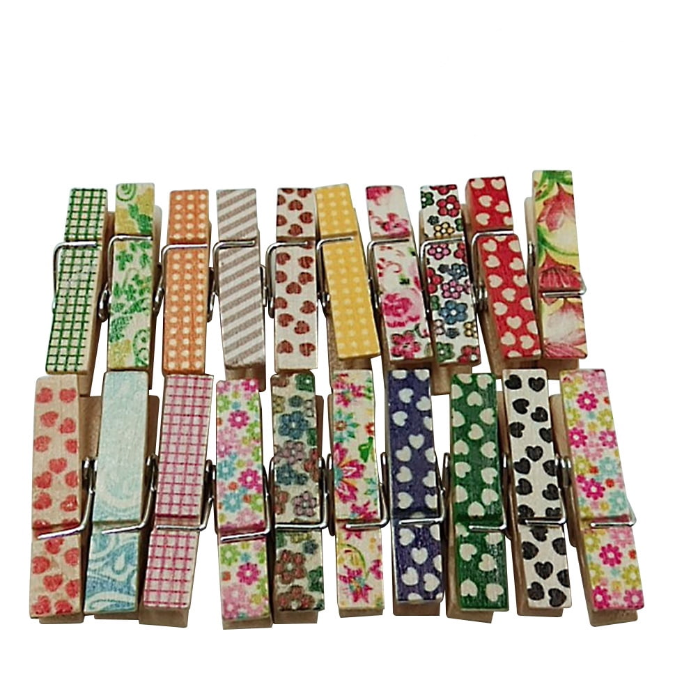 CATIEBYE 50Pcs Wooden Clamps for Crafts with Assorted Color and Log ...