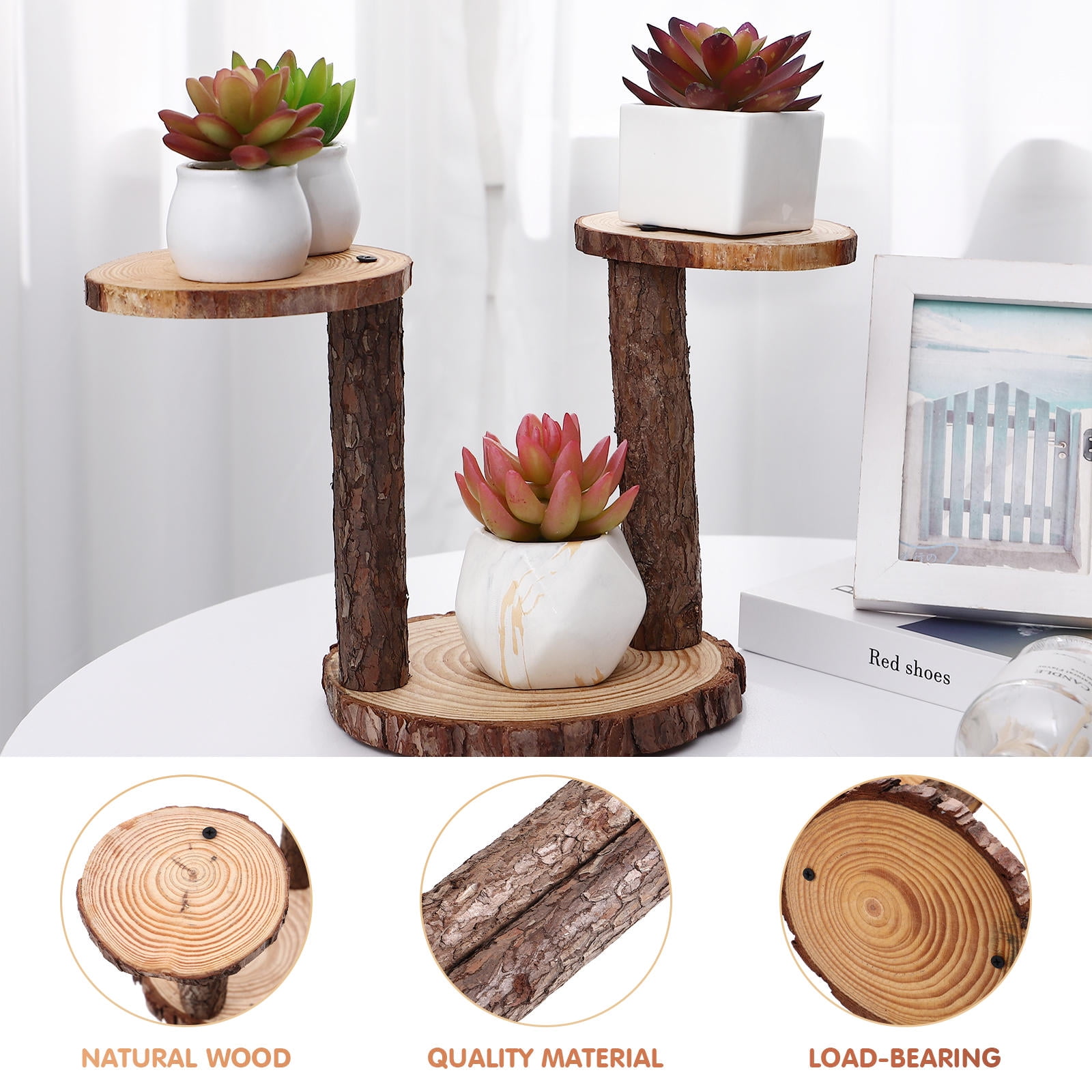 OUNONA Wooden Planter Holder for Potted Plants and Storage Brown ...