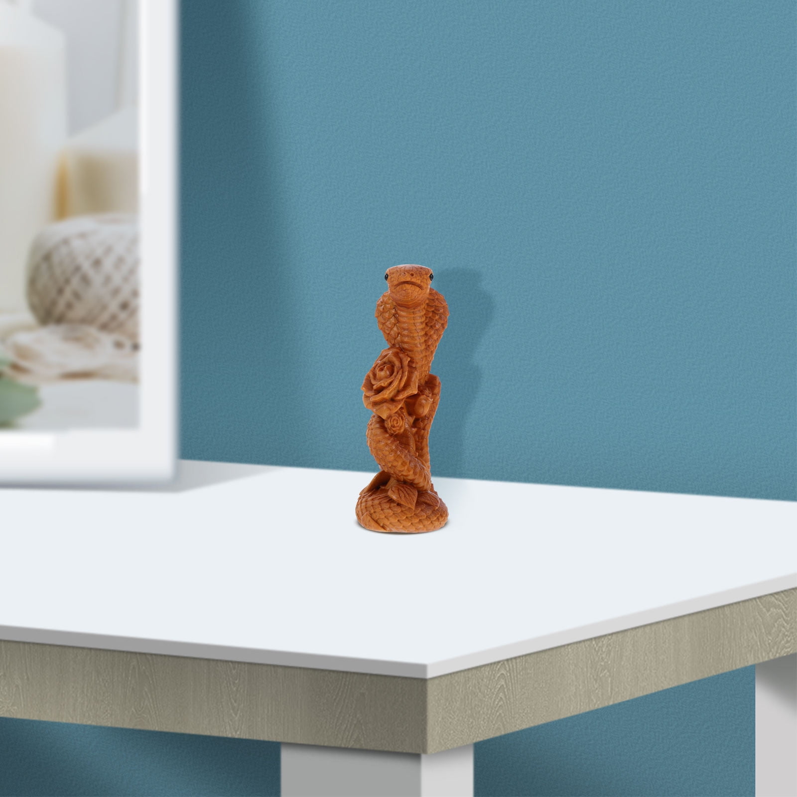 OUNONA Wooden Snake Decoration Hand-Carved Wood Snake Statue Year Of ...