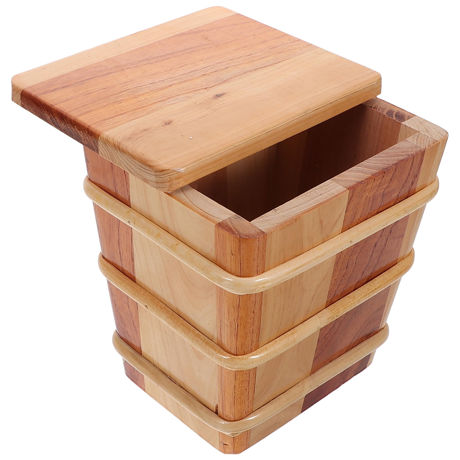 OUNONA Wooden Sushi Rice Bowl Square Japanese Sushi Rice Wooden Bucket ...