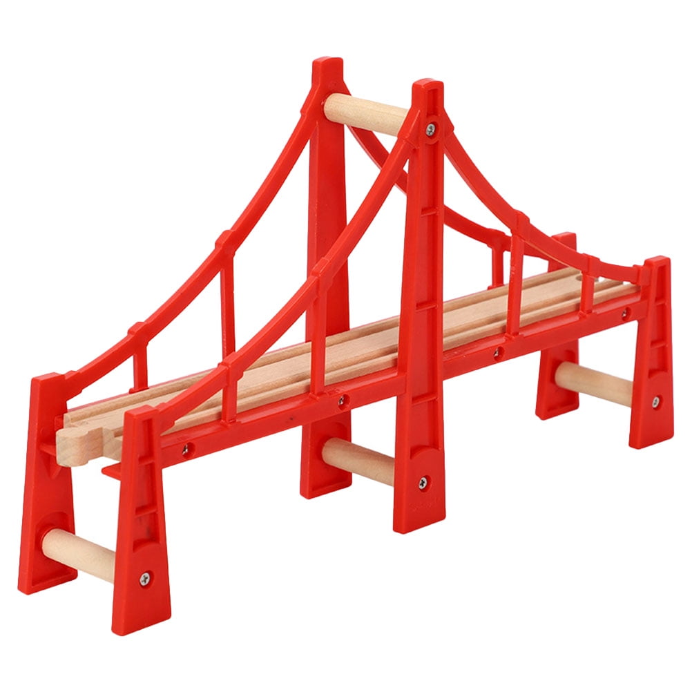 OUNONA Wooden Toy Train Bridge for Kids Playing Red Color Safe with ...