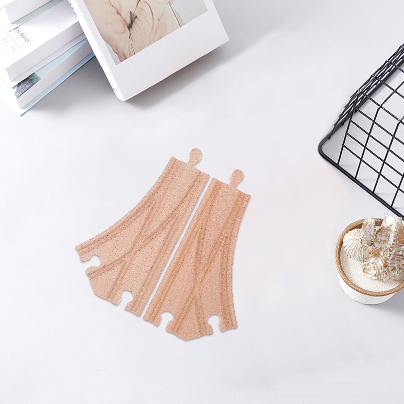 OUNONA Wooden Train Track Accessories with MultiDirectional Switch Tracks for Kids Educational ...