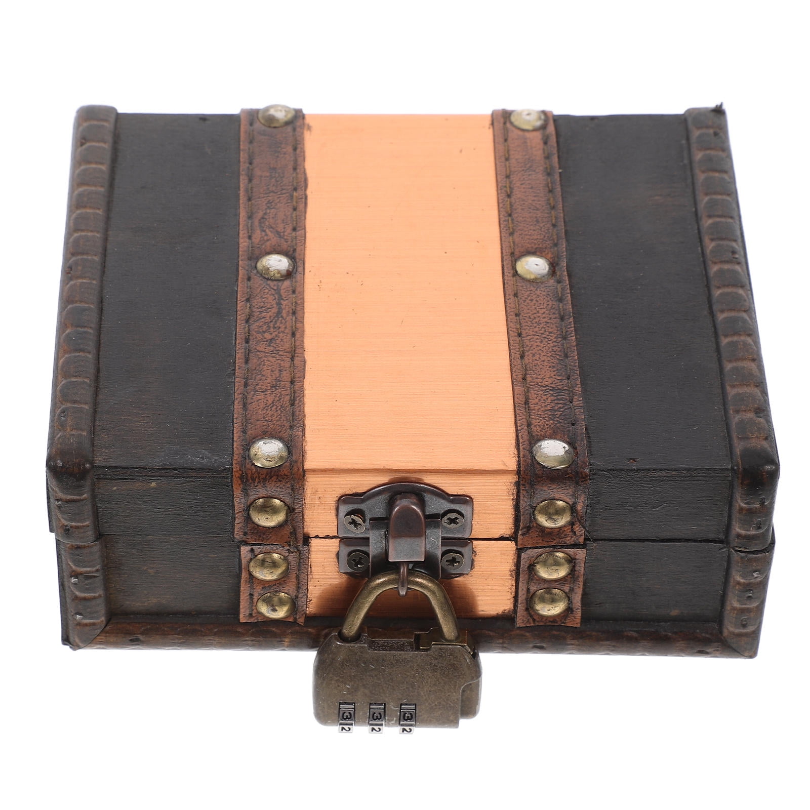OUNONA Wooden Treasure Chest Small Decorative Box Vintage Style with ...