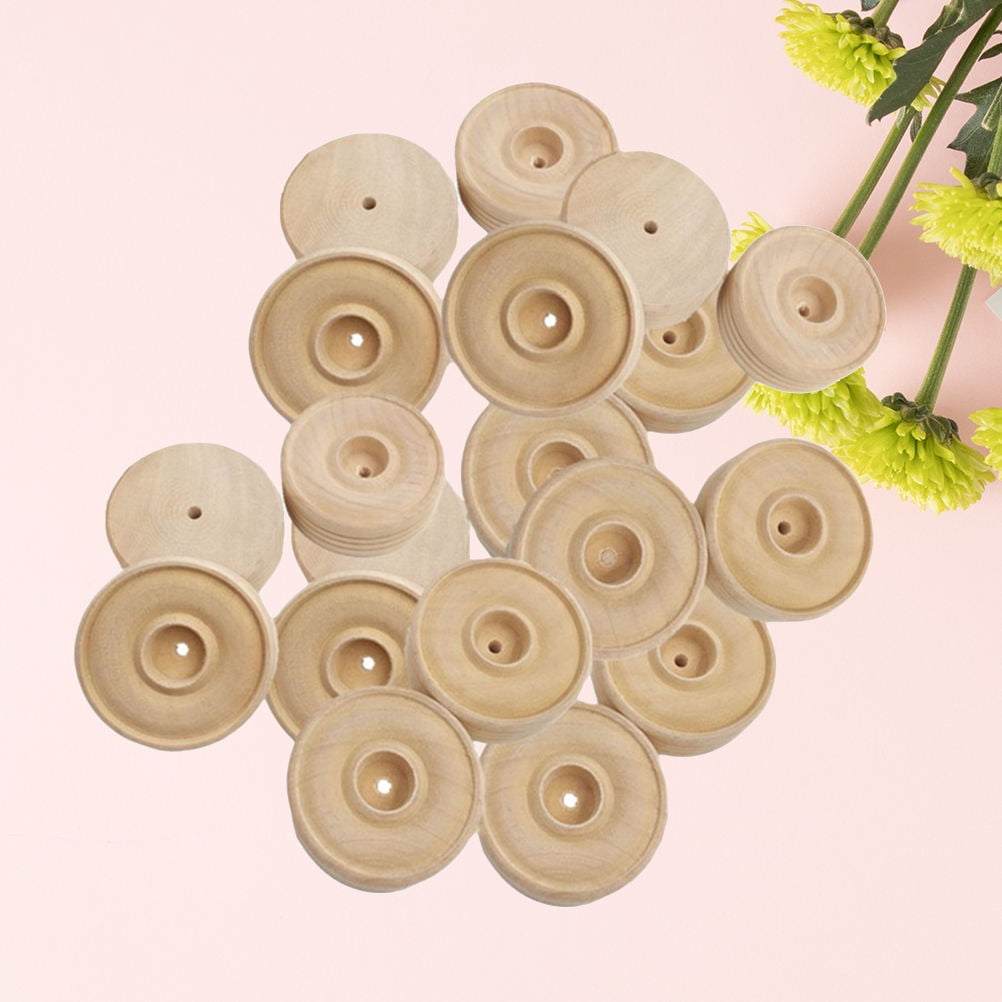 OUNONA Wooden Wheels Set of 50pcs for Crafts Making Durable Timber ...