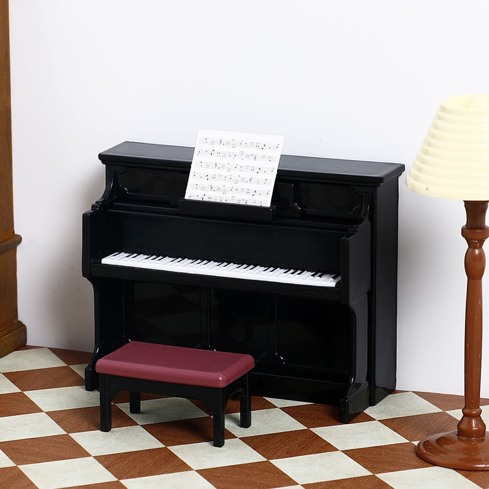 OUNONA Worgeous 2 Sets Dollhouse Mini Piano and Bench Set 1 Set Doll ...