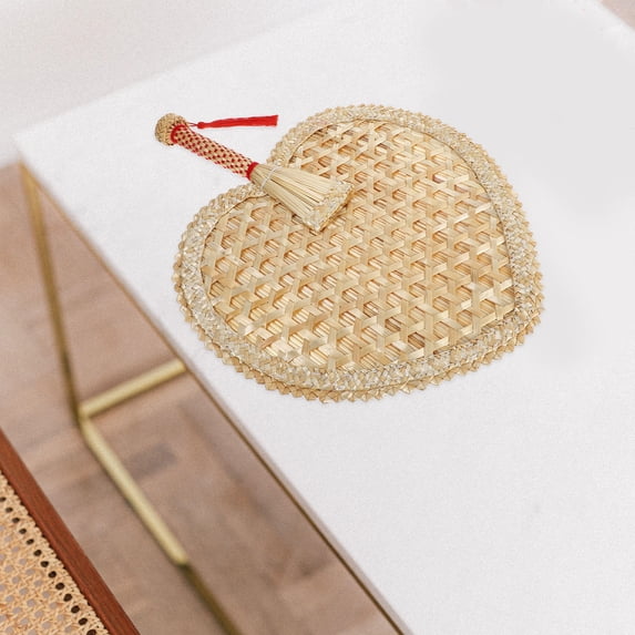 OUNONA Woven Handheld Fan, Chinese Style Manual Fan, Wheat Straw Rustic ...