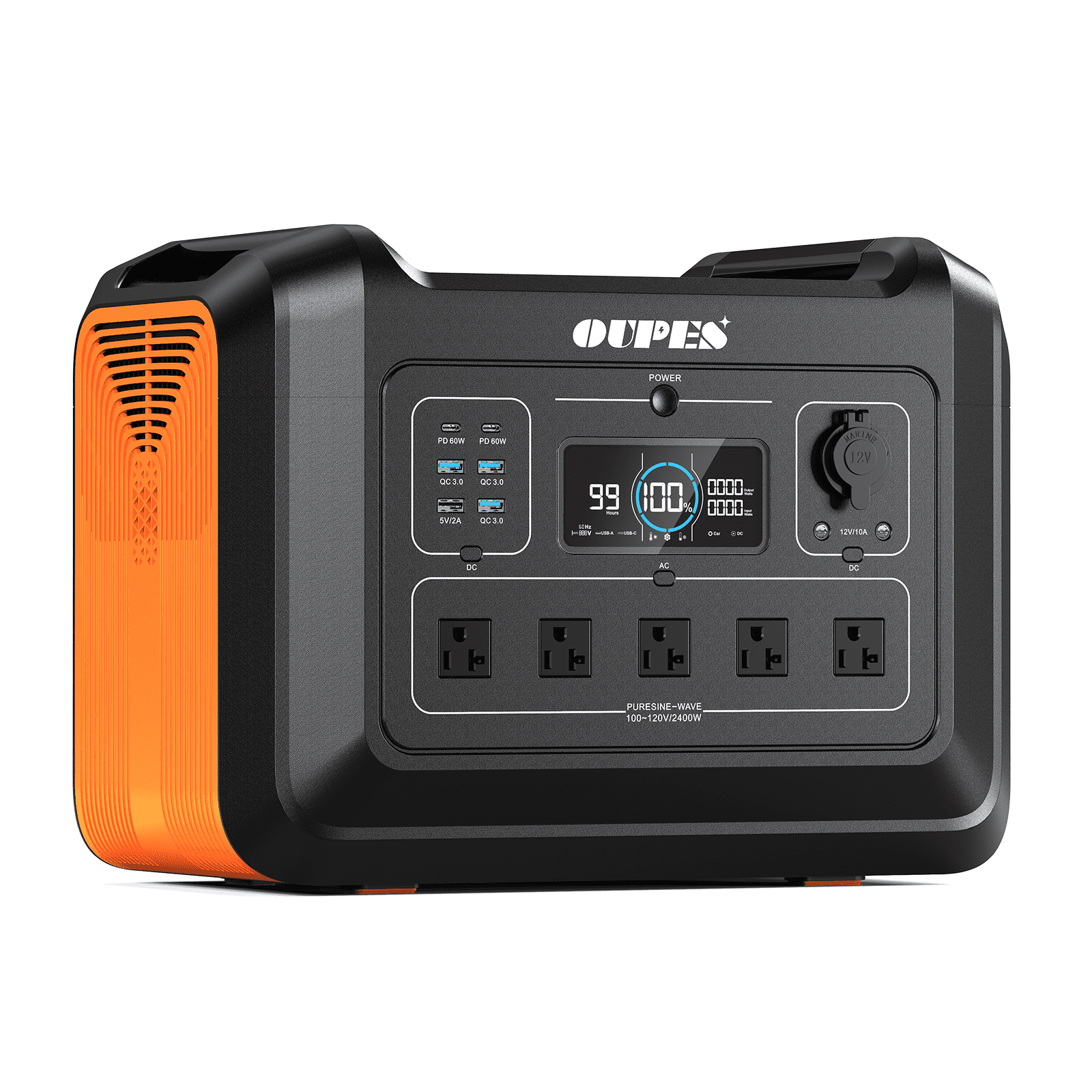 OUPES 2400W Portable Power Station, 2232Wh LiFePO4 Battery, 5x AC ...