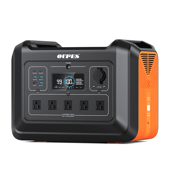 OUPES 2400W Portable Power Station, 2232Wh LiFePO4 Battery, 5000W Peak ...