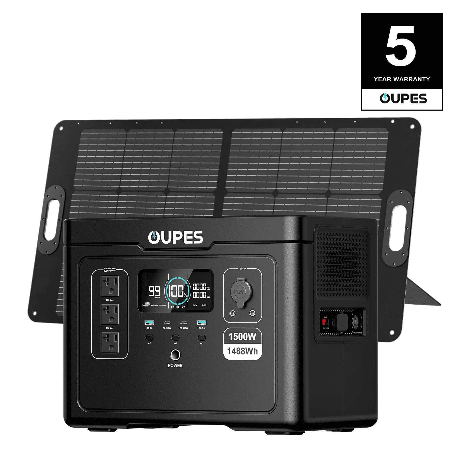 OUPES Exodus 1500 1488Wh/1500W+100W Solar Panel, Solar Generator ...
