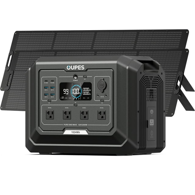 OUPES Mega 1 Portable Power Station 2000W 1024Wh +240W Solar Panelx2 ...