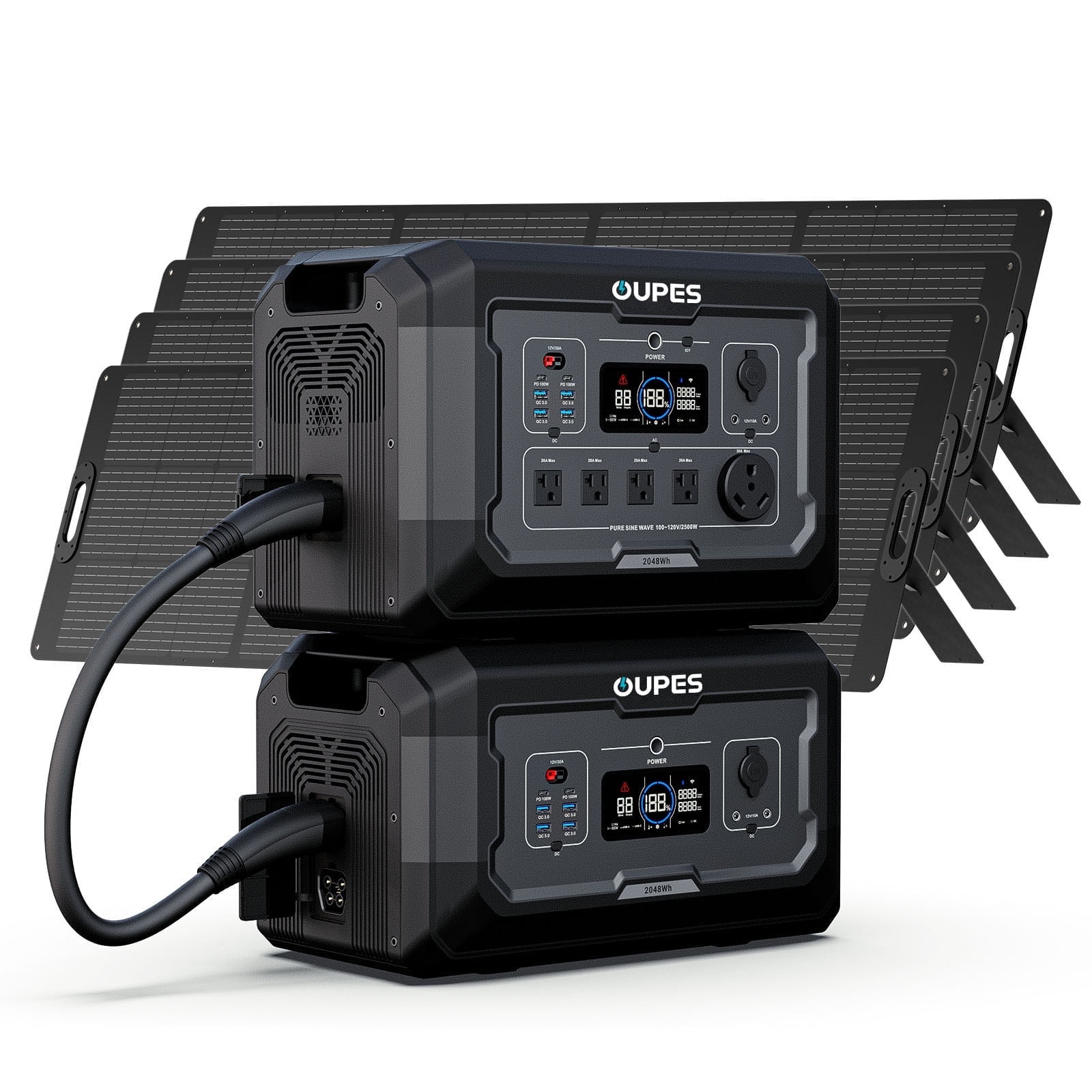 OUPES Mega 2 Portable Power Station 2400W 2048Wh + 4x240w Solar Panel ...