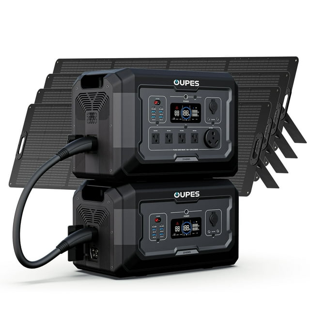 OUPES Mega 2 Portable Power Station 2400W 2048Wh + 4x240w Solar Panel ...