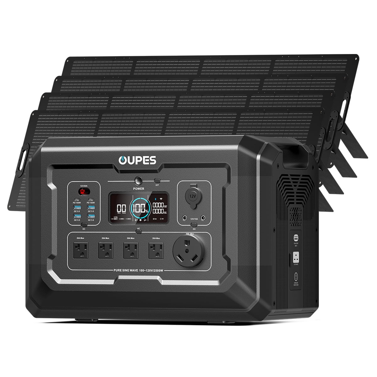 OUPES Mega 2, 2500W Solar Generator, 2048Wh Station, 4x240W Panels ...