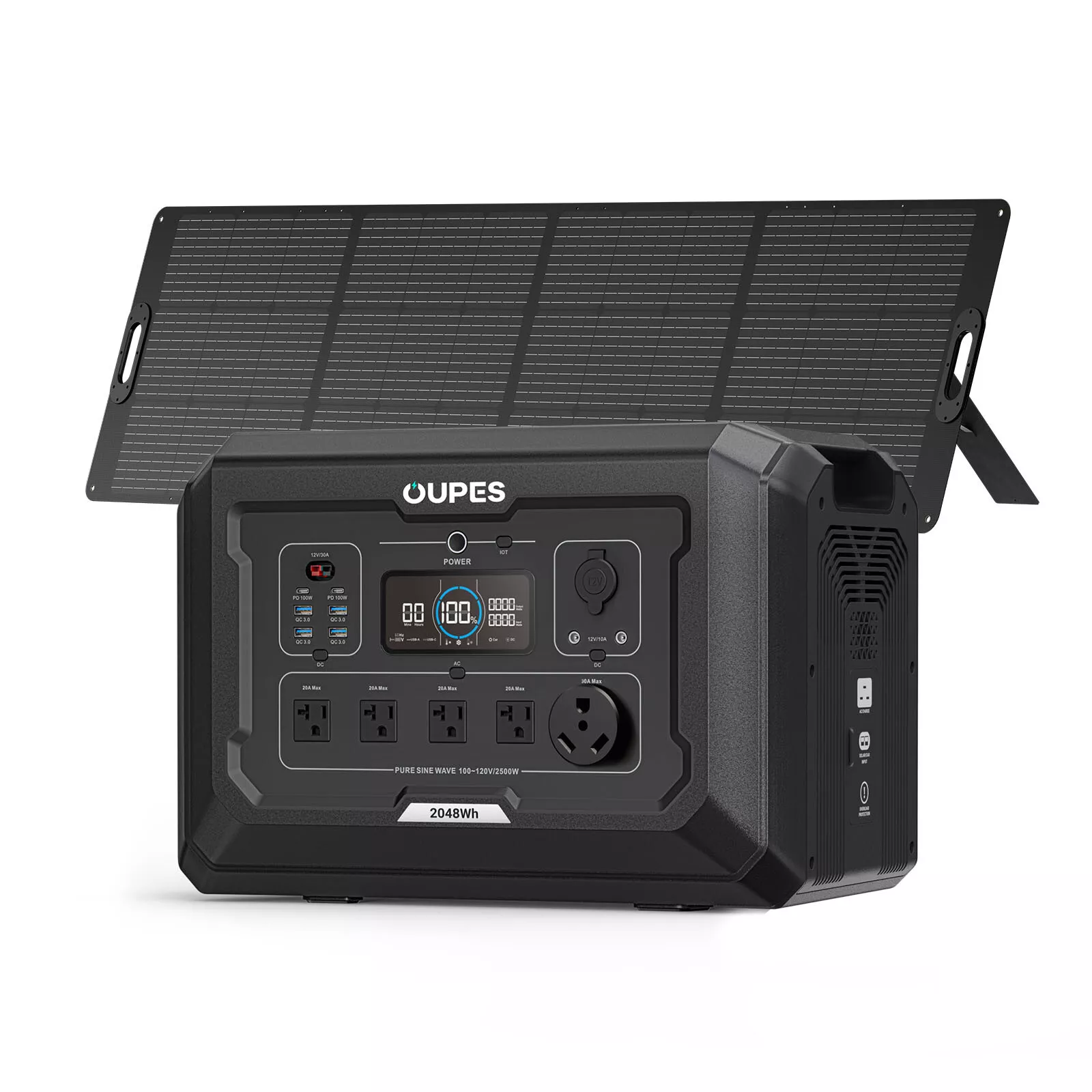 OUPES Mega 2 Power Station 2048Wh & 2400W Portable Solar Generator for ...
