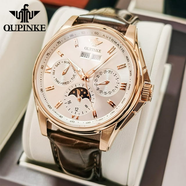 OUPINKE Men's Automatic Self-Winding Luxury Fashion Dress Watch with ...