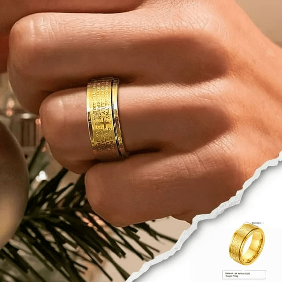 OUR FATHER PRAYER SPINNER BAND RING IN 14K Yellow Gold Men Rings Father's Day Gift - Walmart.com