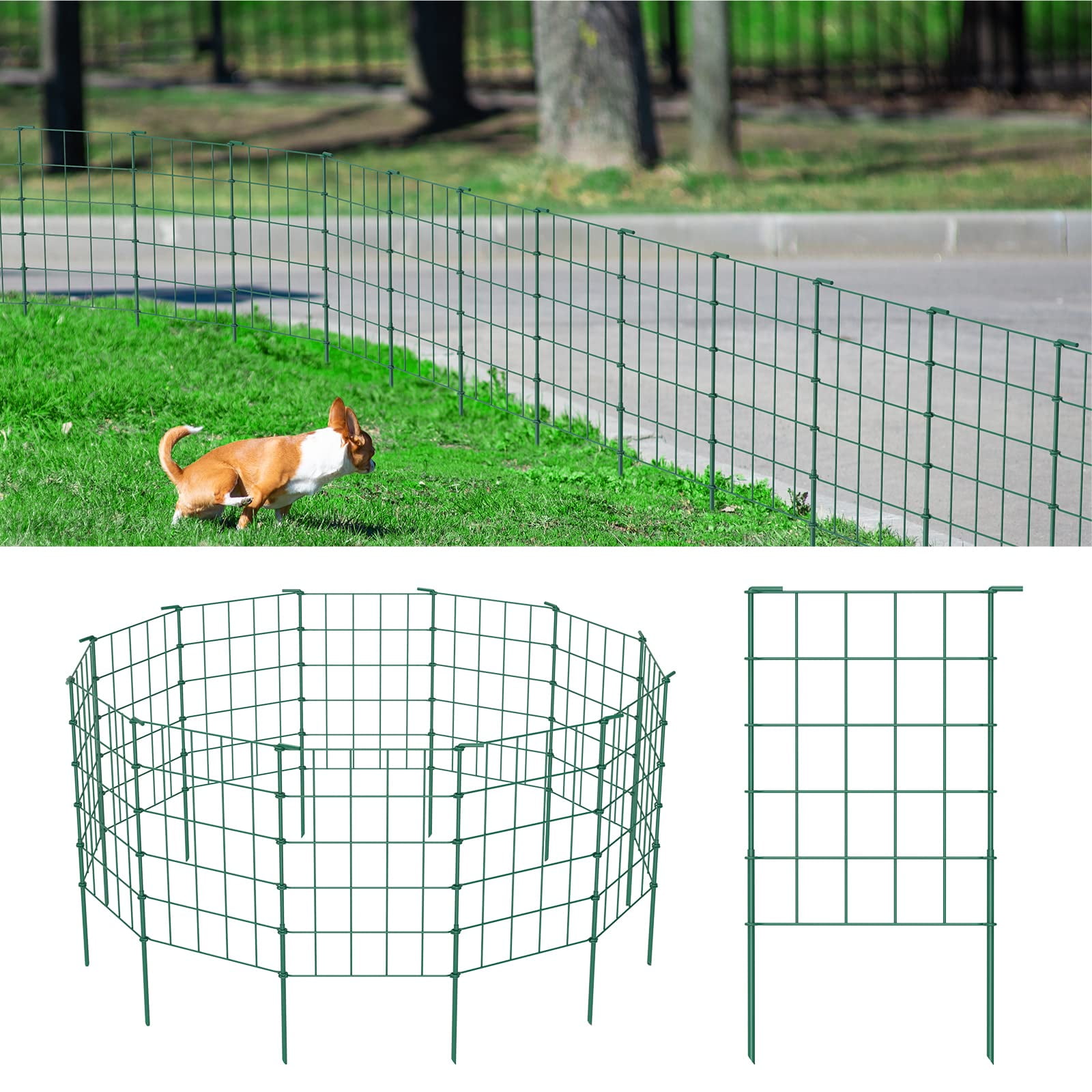 OUSHENG 20ft Green Garden Fence for Dog, Easy Assembly Decorative ...