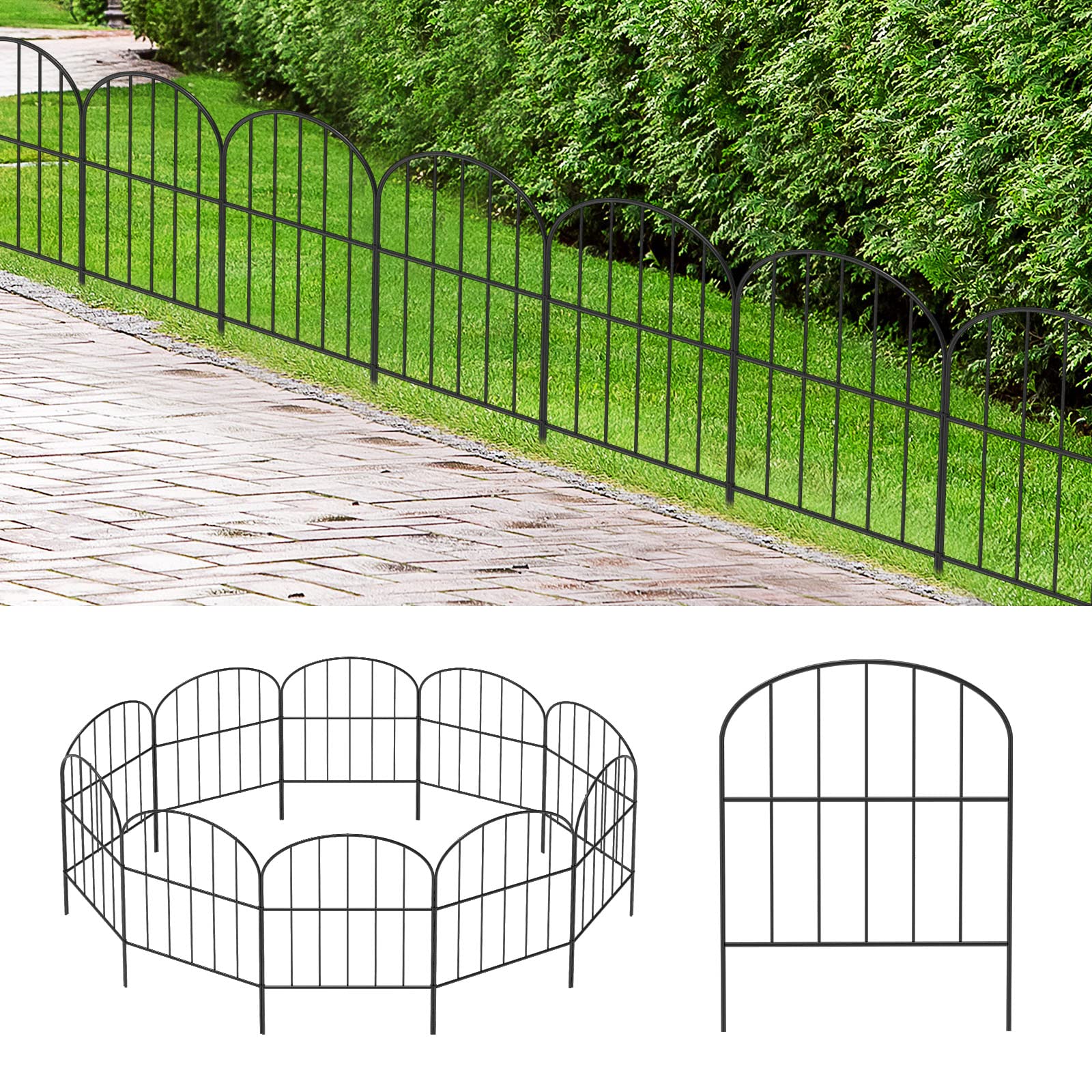 OUSHENG Small Decorative Garden RRF12 Fence, 10ft (L) x 16.5in (H ...